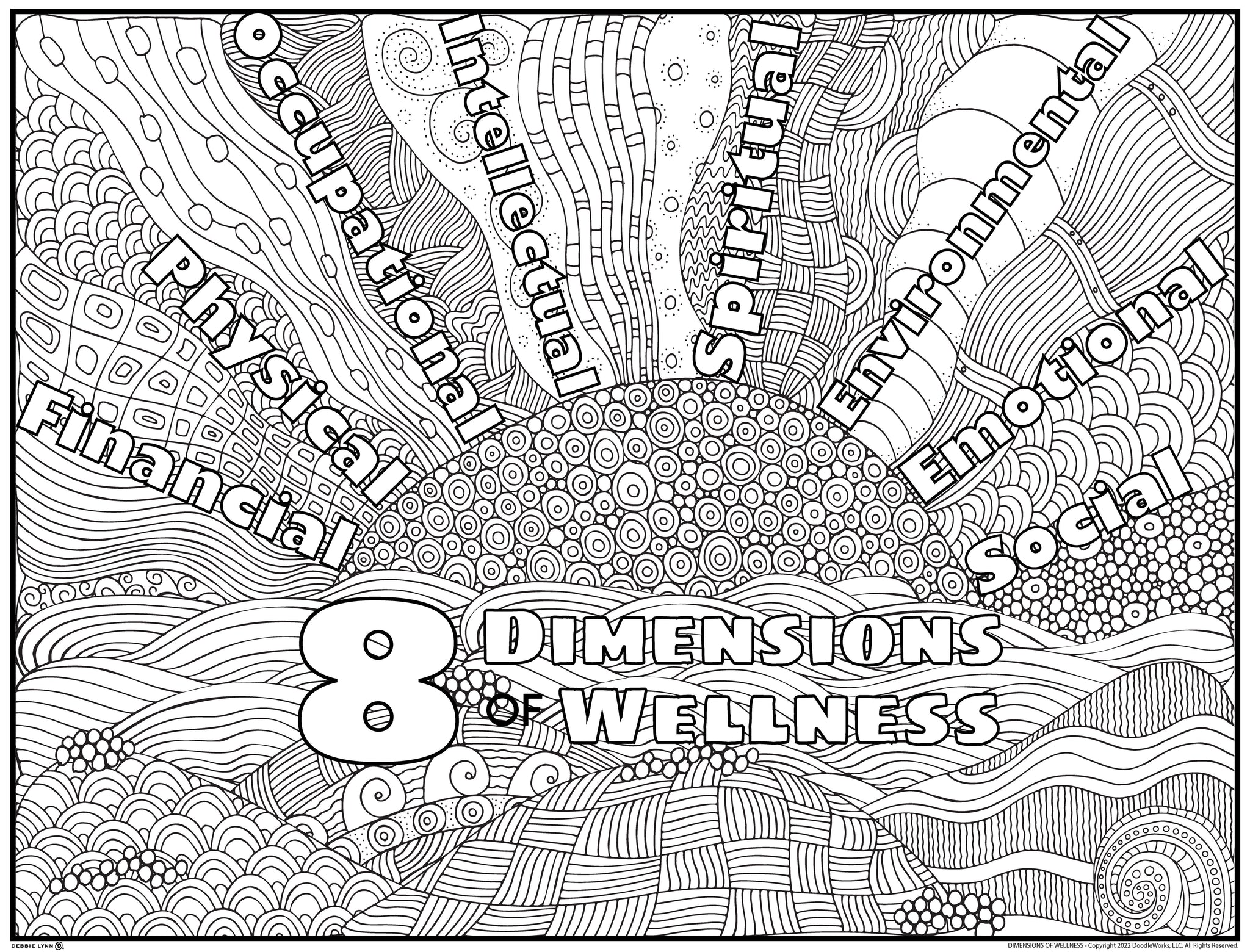 8 Dimensions of Wellness Personalized Giant Coloring Poster 46" x 60 ...