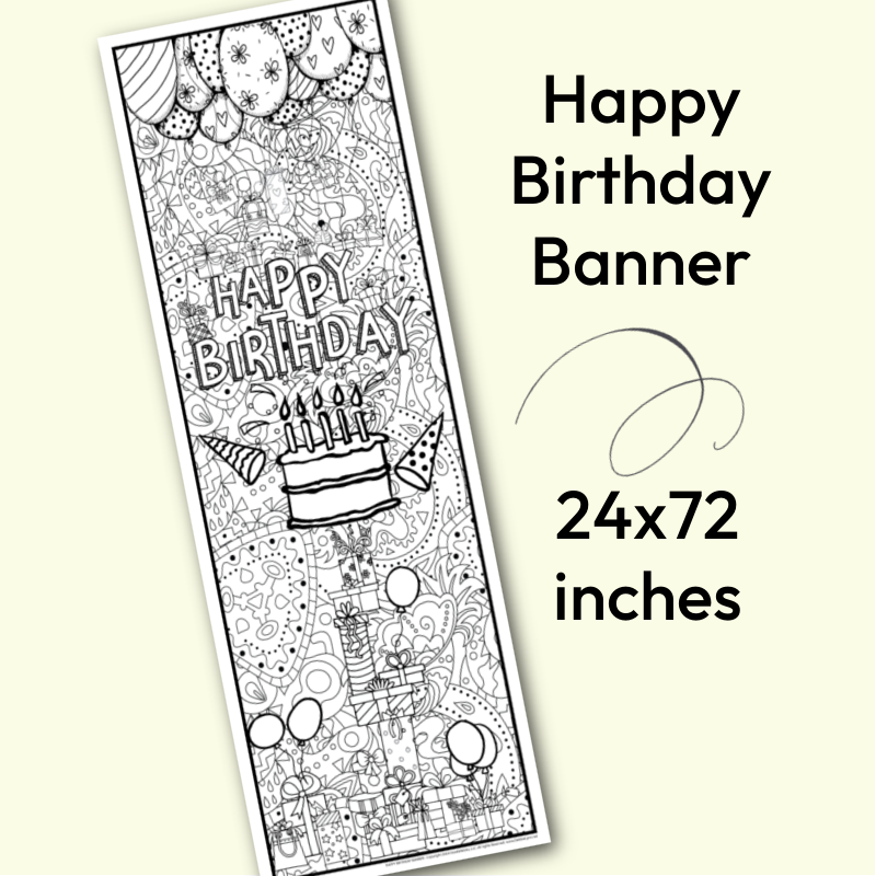 Happy Birthday Coloring Banner Poster 24x72 – Debbie Lynn
